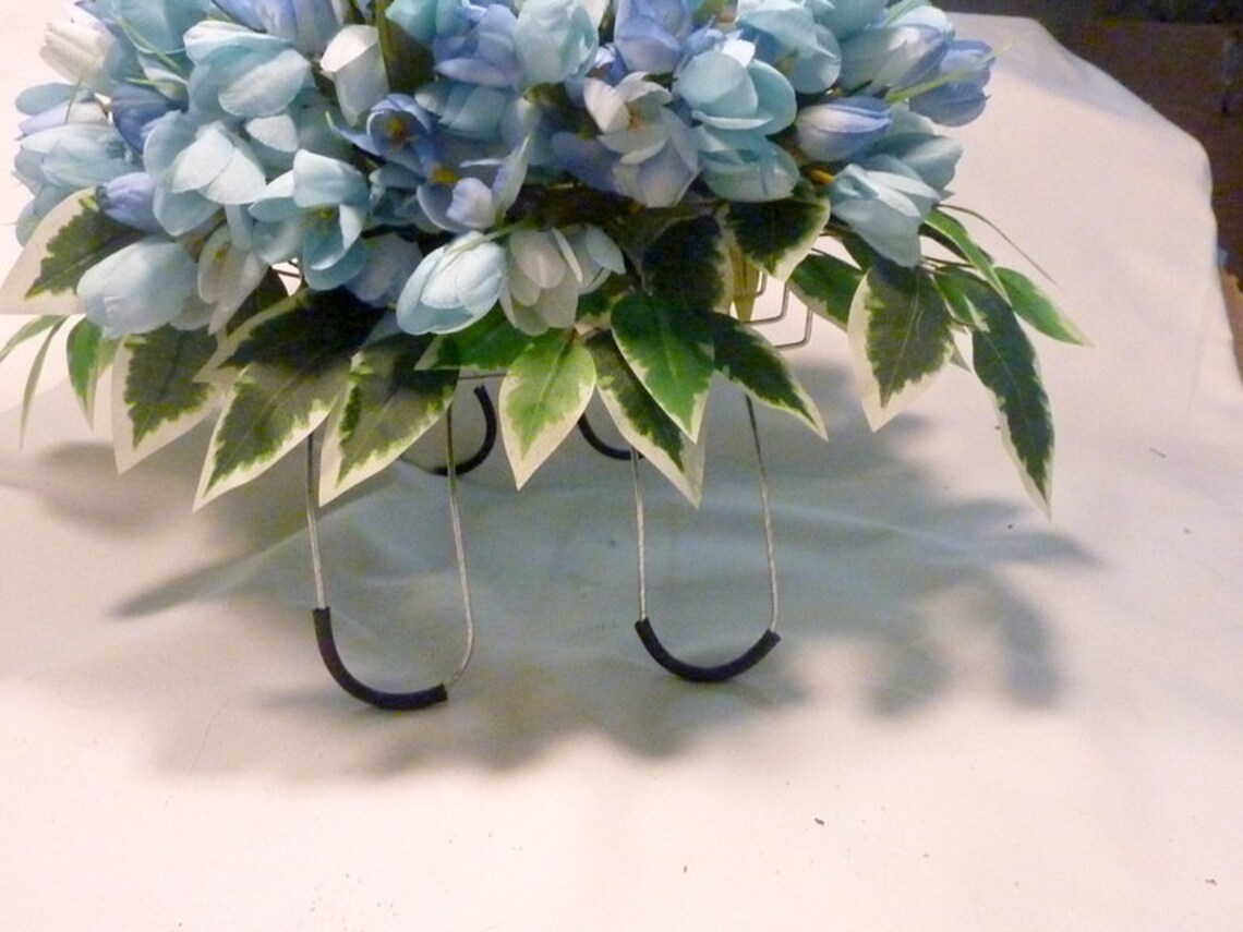 Headstone Spray Blue Mini Tulip Memorial Spray Cemetery | Etsy