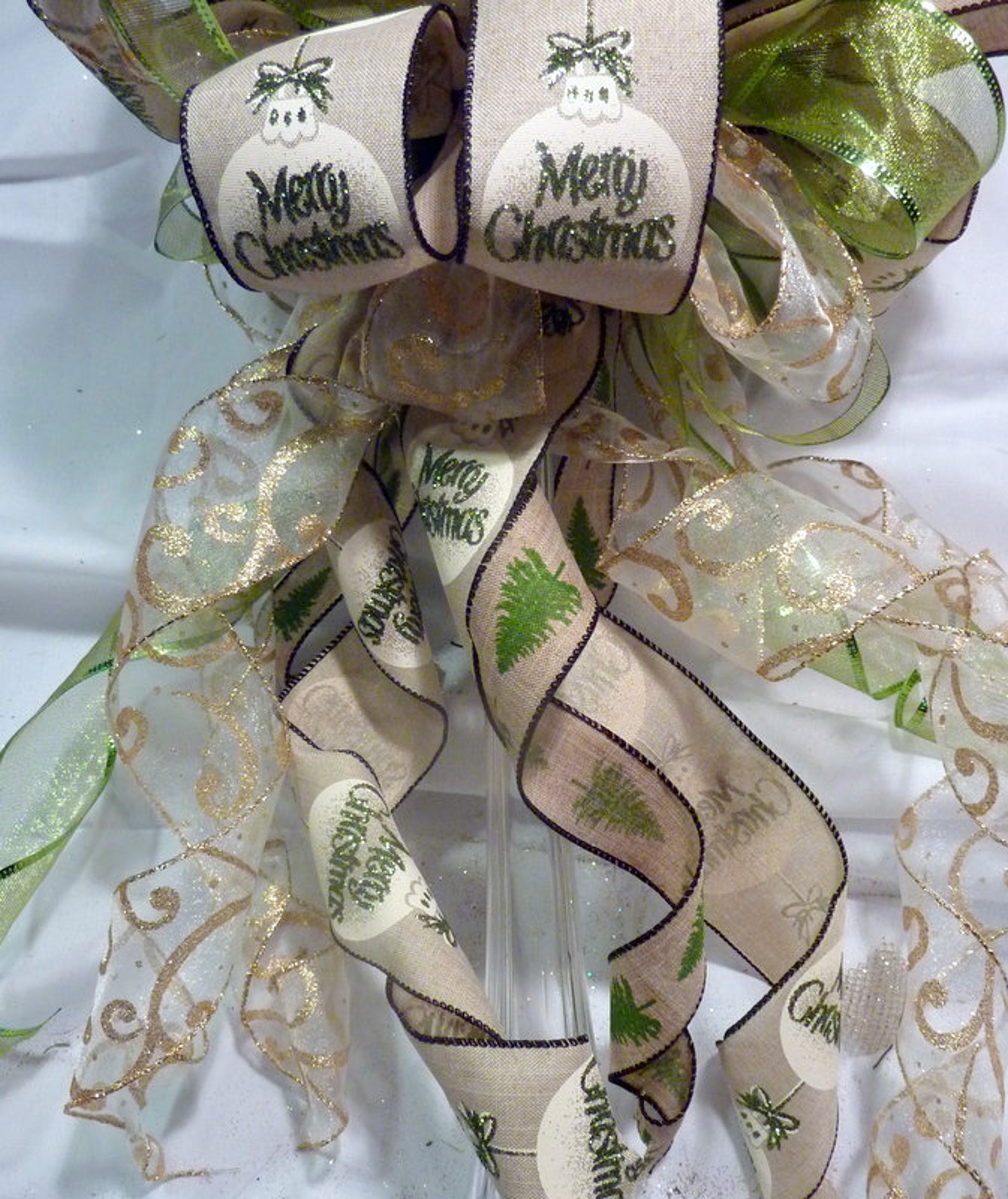 Ribbon Tree Topper Deer Bow Tree Topper Christmas Tree | Etsy