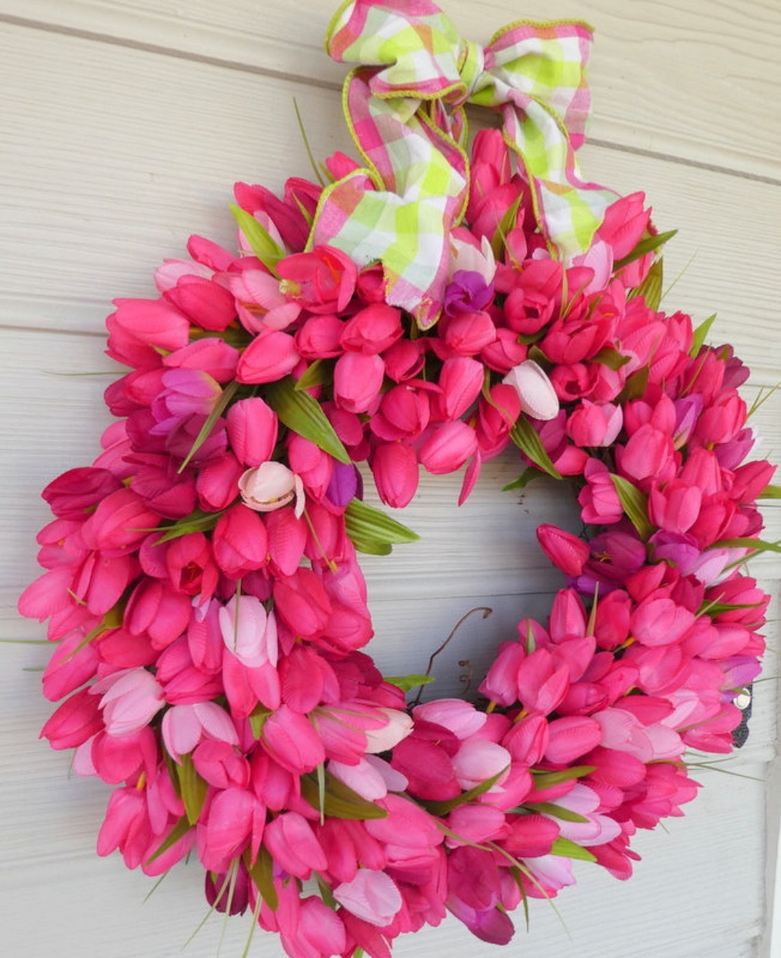 Tulip Wreaths Spring Wreath Pink Tulip Wreath. Front Door | Etsy