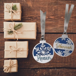 Personalized Snowflake Christmas Ornaments, Gift Tags or Stocking Tags ...