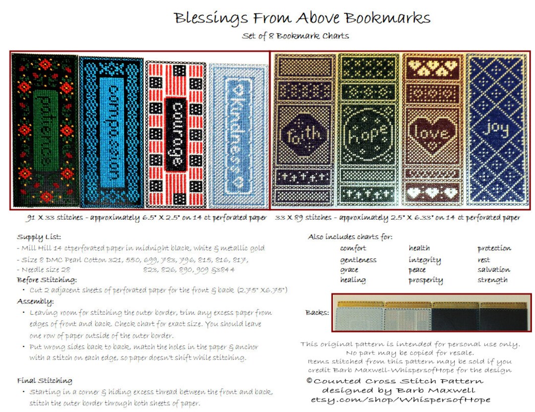 Blessings From Above Bookmarks - Set of 8 Bookmark Charts - PDF Digital ...