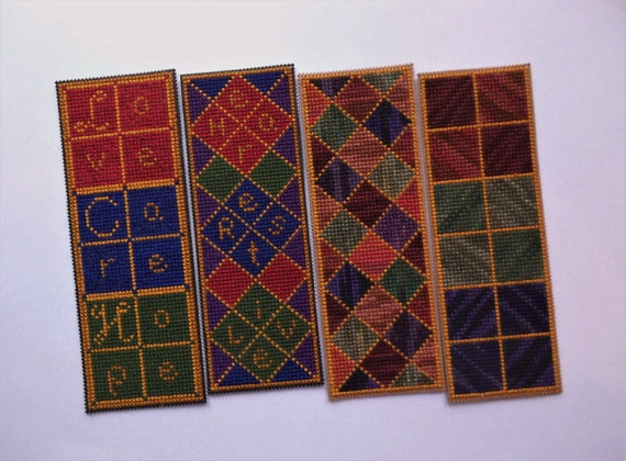 Stained Glass Bookmarks Set of 4 Bookmark Patterns Counted | Etsy