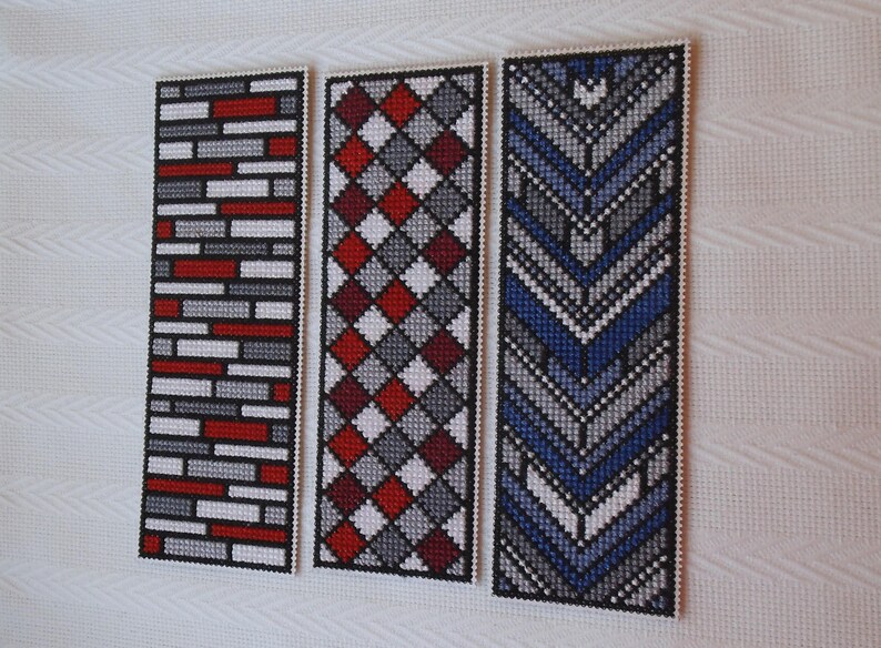 Geometric Designs - Set of 3 Bookmark Patterns - Counted Cross Stitch ...