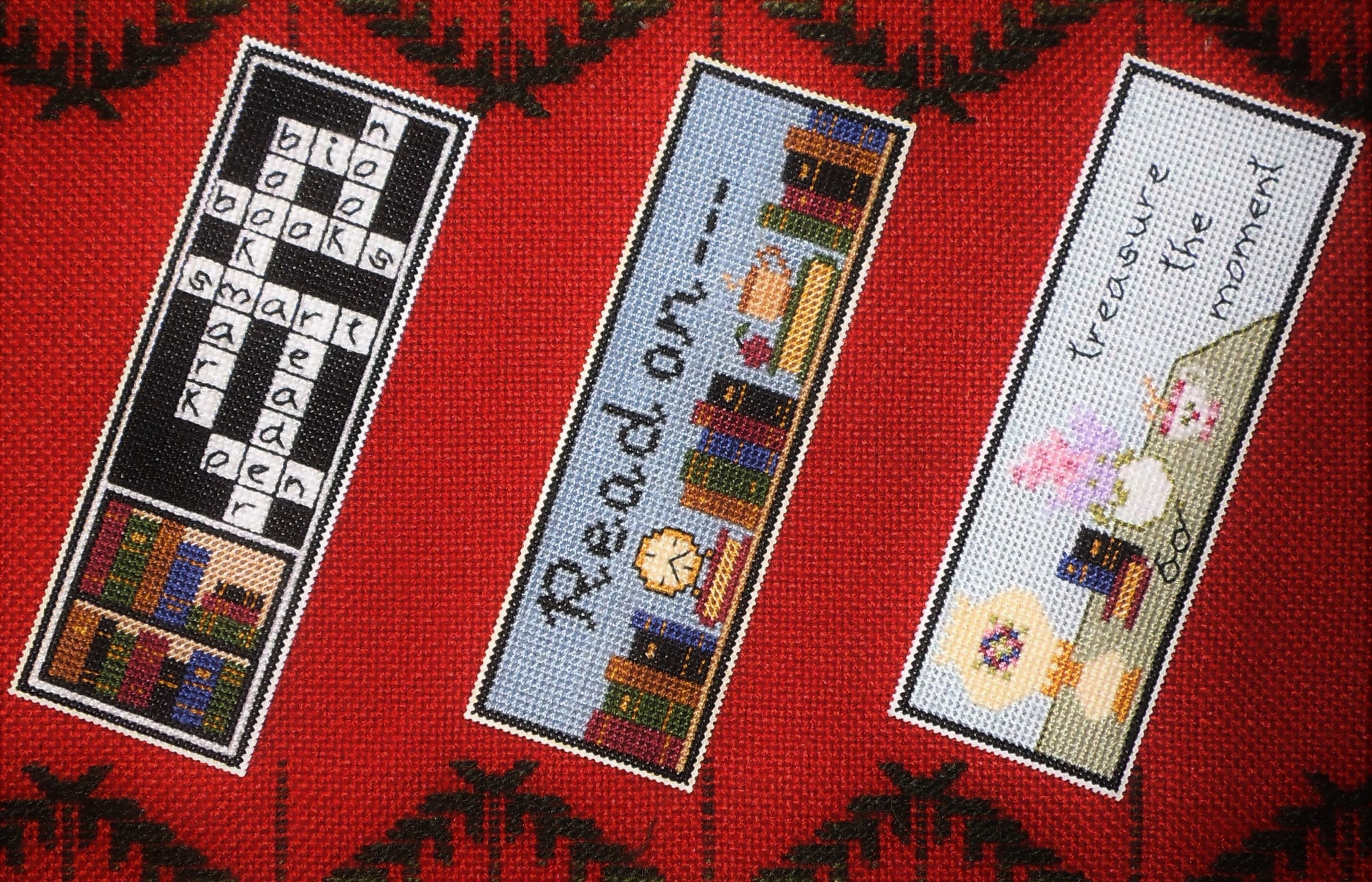 Book Lovers Trio set of 3 Bookmark patterns Counted Cross | Etsy