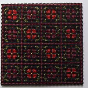 Floral Coaster Patterns - Two Patterns - Counted Cross Stitch Charts ...