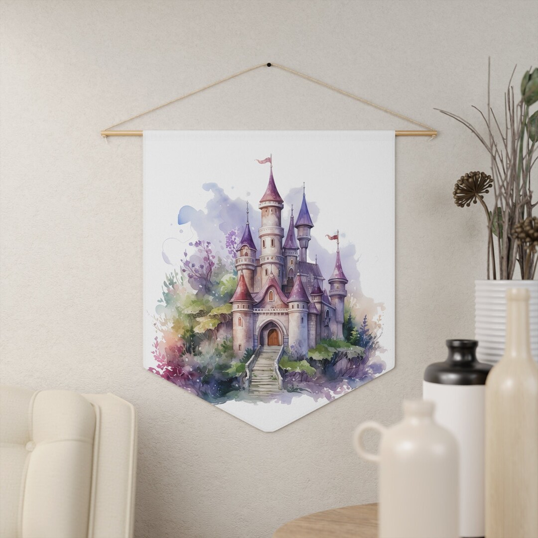 Fantasy Castle Wall Hanging, Pennant Wall Art, 18"x21" Inch Poly Twill ...
