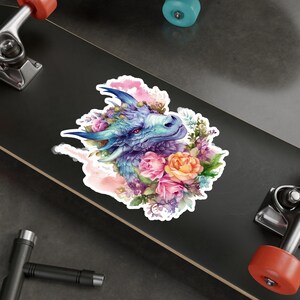 Mythical Dragon Vinyl Decal, Satin Finish Sticker, Boho Floral Fantasy ...