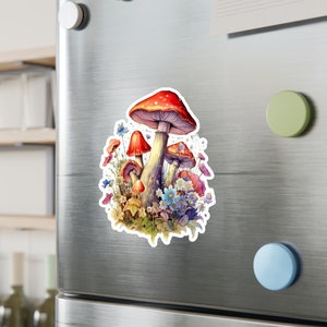Cottagecore Mushroom Vinyl Decal, Satin Finish Boho Floral Mushrooms ...