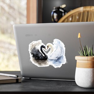 Watercolor Yin Yang Swans Vinyl Decal, Satin Finish Boho Animal Birds ...