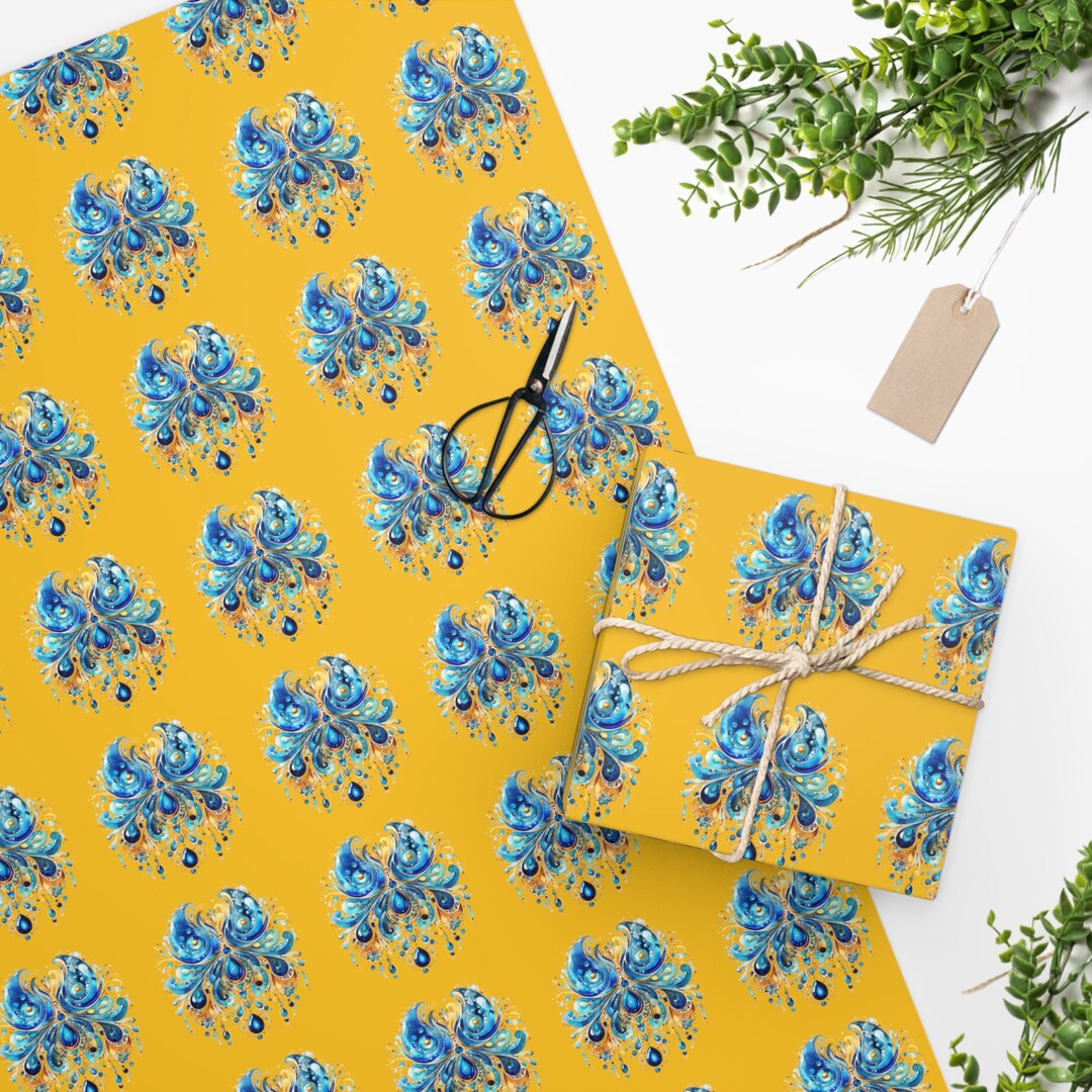 Bohemian Mehndi Wrapping Paper, Two Sizes, Sustainably Sourced, Party ...