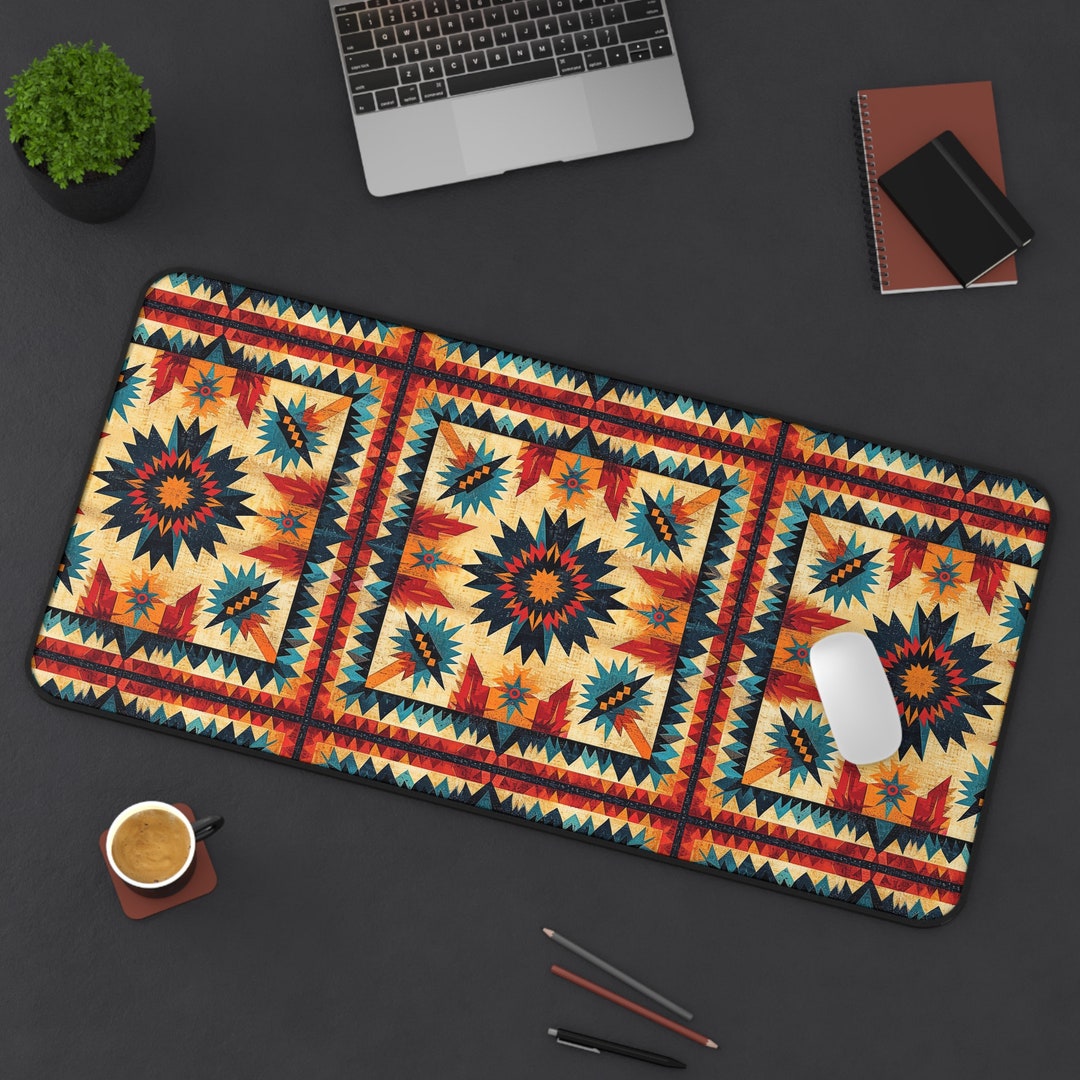 LARGE Tribal Aztec Design Desk Mat, 3 Sizes Non Slip Desk Pad, Office ...