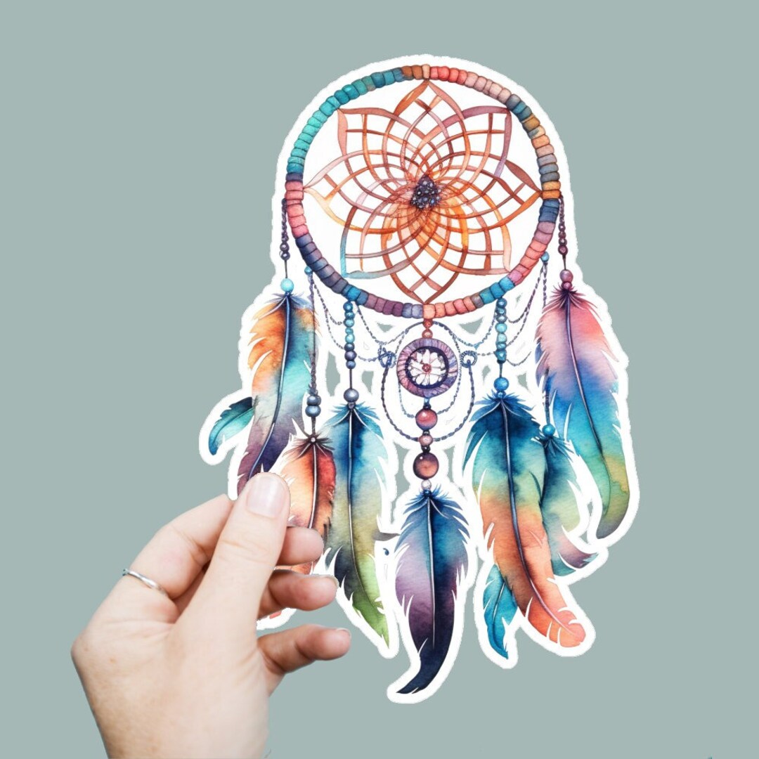 Watercolor Dreamcatcher Decal, Satin Finish Sticker, Boho Dream Catcher ...