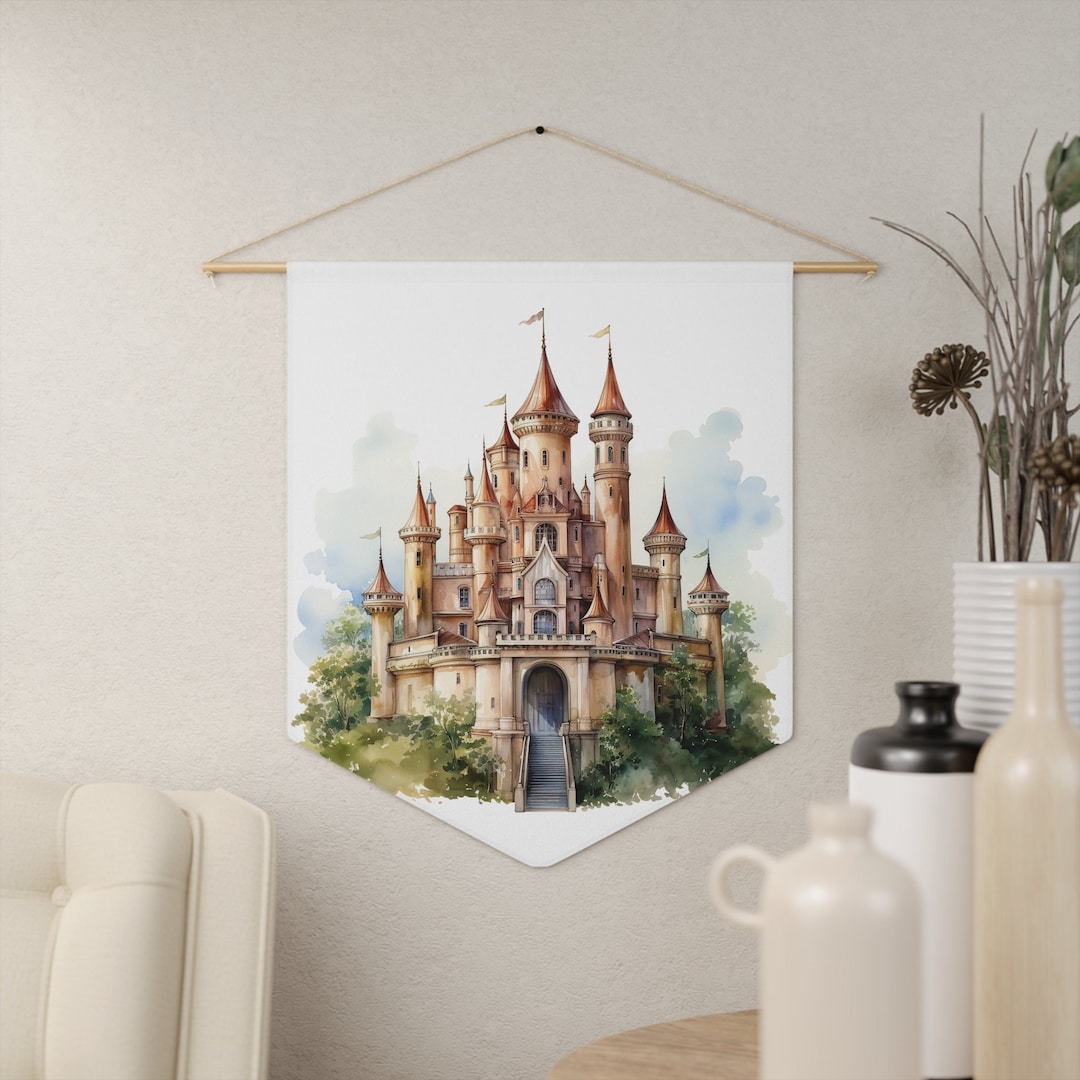 Fantasy Castle Wall Hanging, Pennant Wall Art, 18"x21" Inch Poly Twill ...