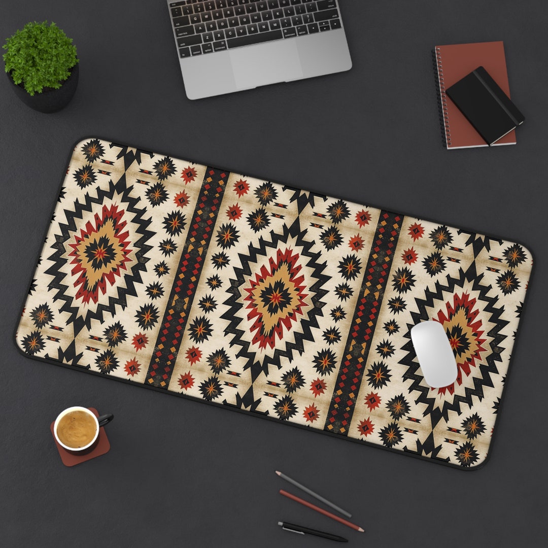 LARGE Tribal Aztec Design Desk Mat, 3 Sizes Non Slip Desk Pad, Office ...