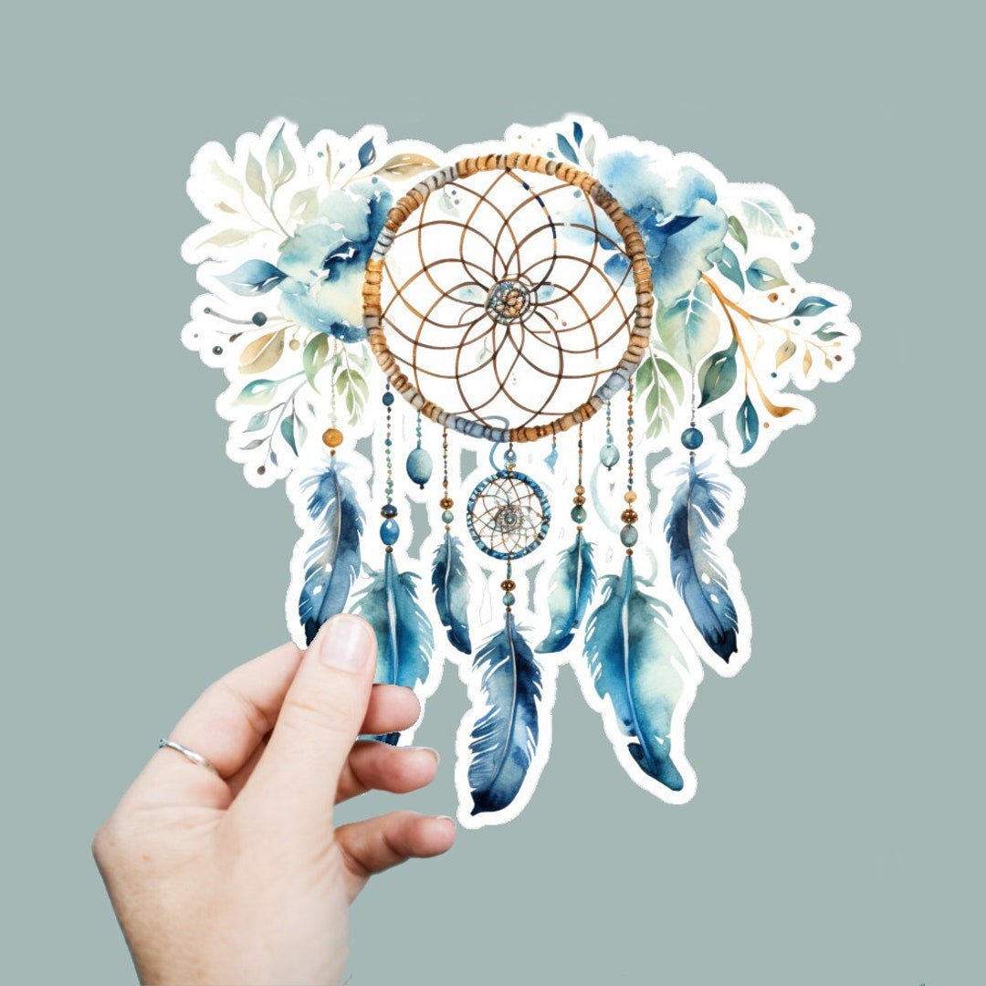 Watercolor Dreamcatcher Decal, Satin Finish Sticker, Boho Dream Catcher ...