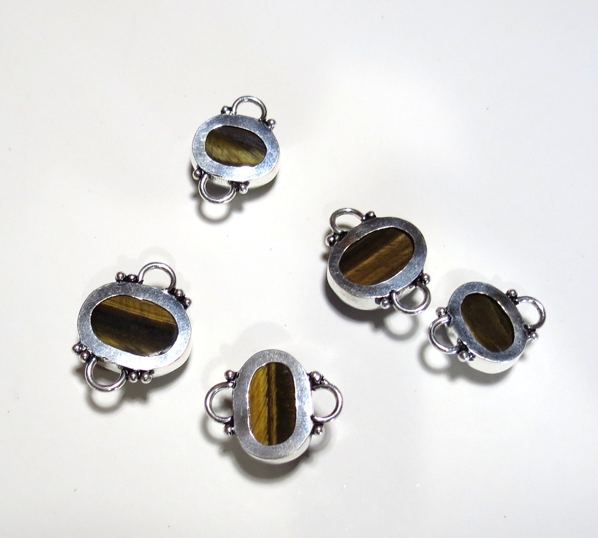 Sterling Silver Tiger Eye Connector Link, Jewelry Gemstone Connectors ...