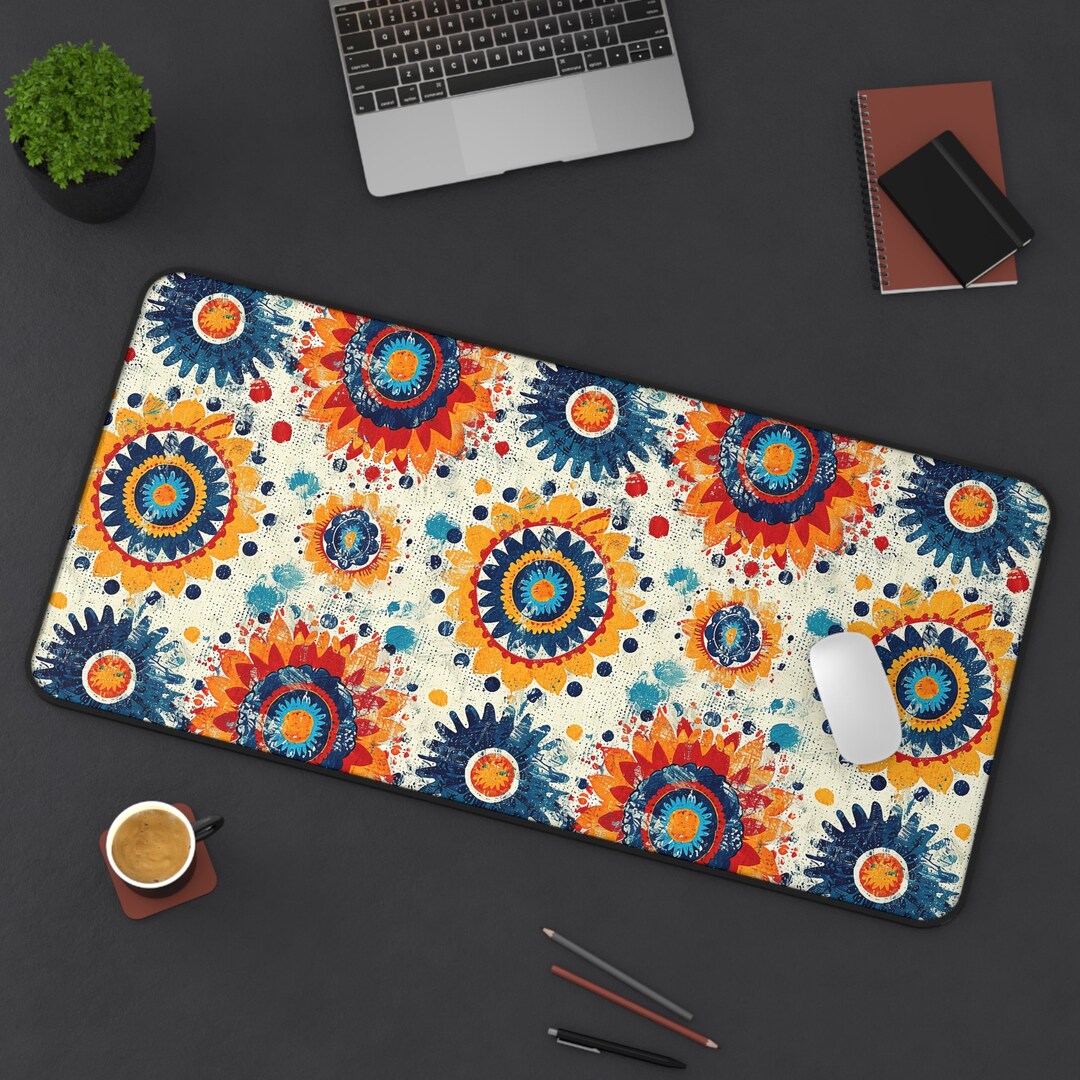 LARGE Tribal Hippie Design Desk Mat, 3 Sizes Non Slip Desk Pad, Office ...