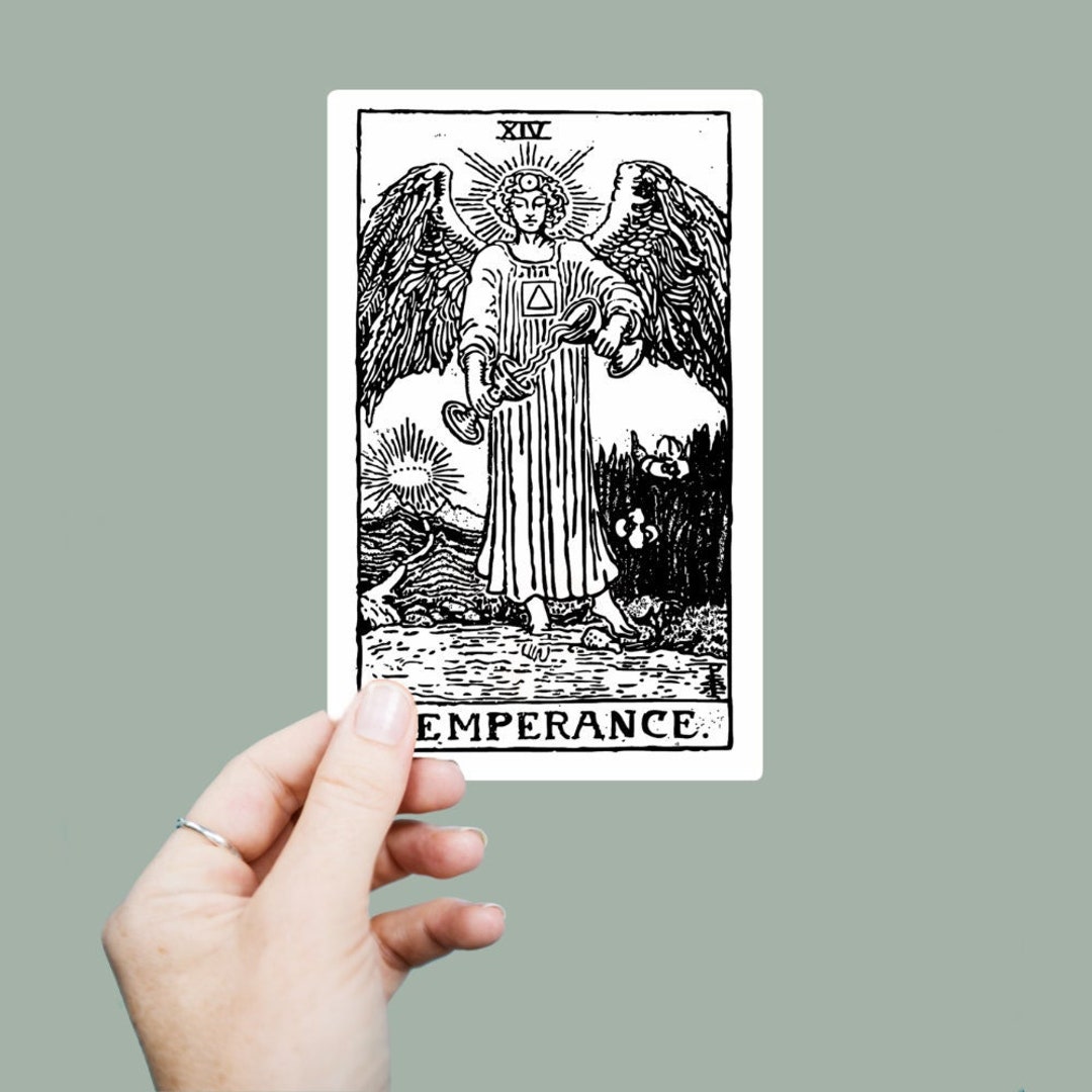 The Temperance Card Vinyl Decal, Satin Finish Sticker, Tarot Card ...