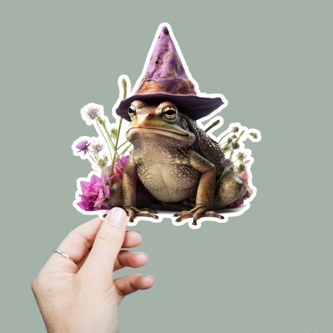 Witchy Frog Vinyl Decal, Satin Finish Sticker, Witchy Animal Frog ...