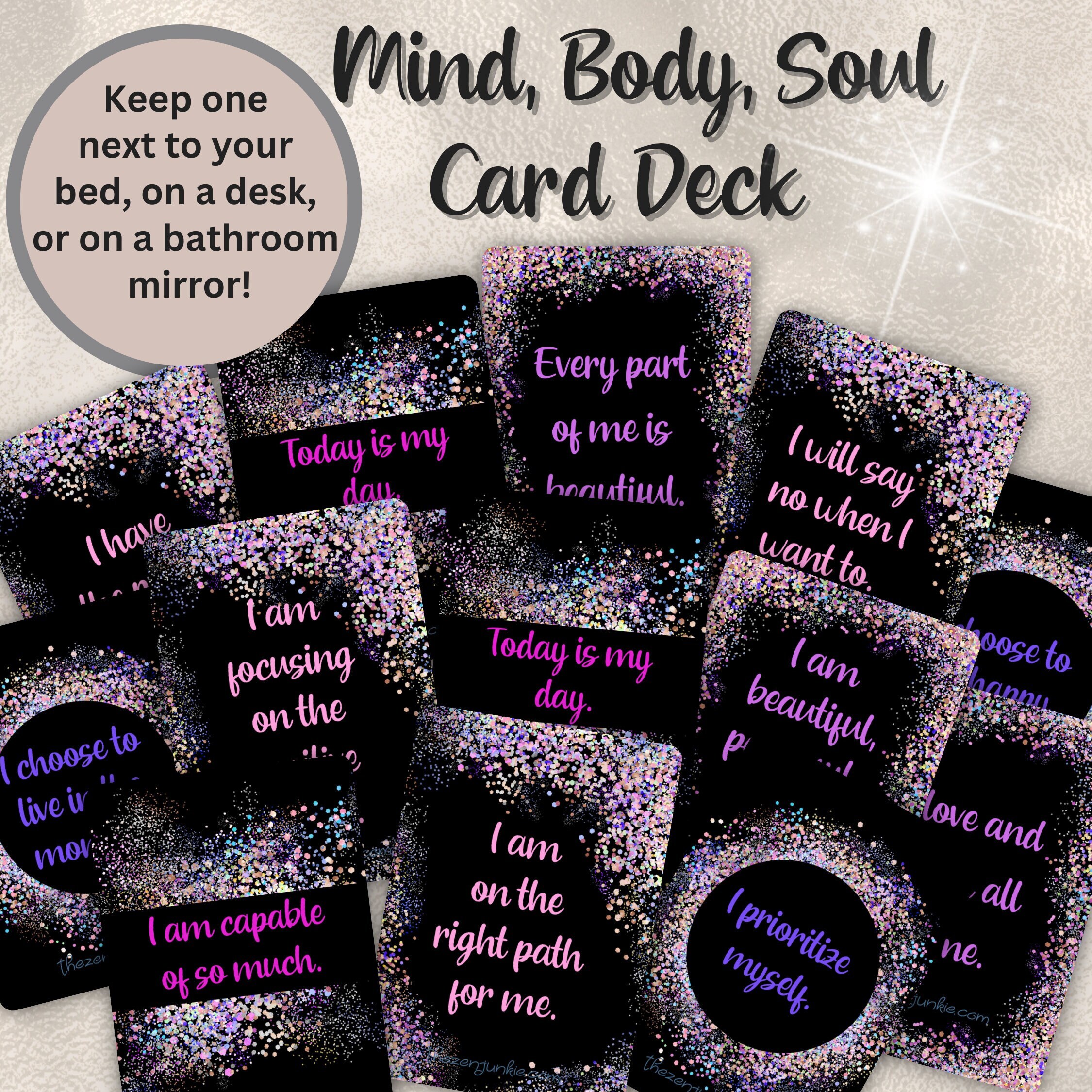 Mind, Body, Soul Affirmation Card Deck, 100 Cards, Intention Cards ...