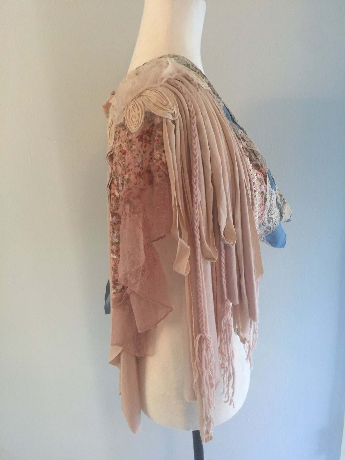 Sz M Draped Top W Lace - Victorian Vintage Feminine Pink and Beige ...