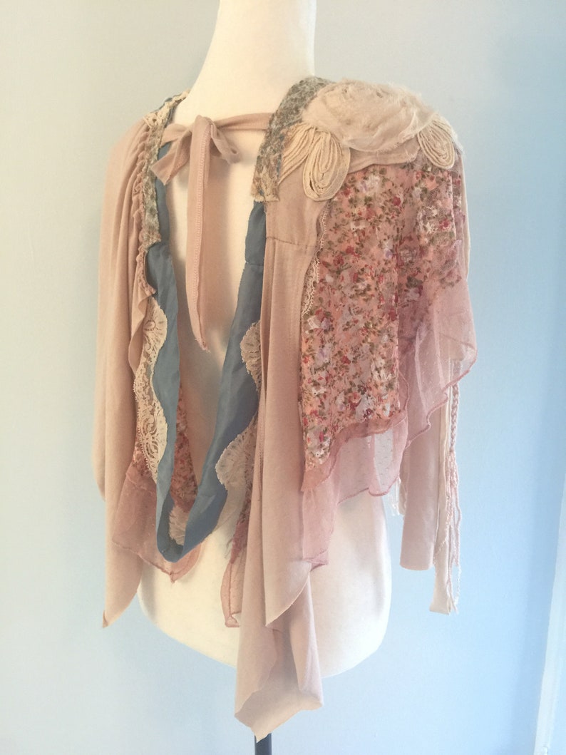 Sz M Draped Top W Lace - Victorian Vintage Feminine Pink and Beige ...