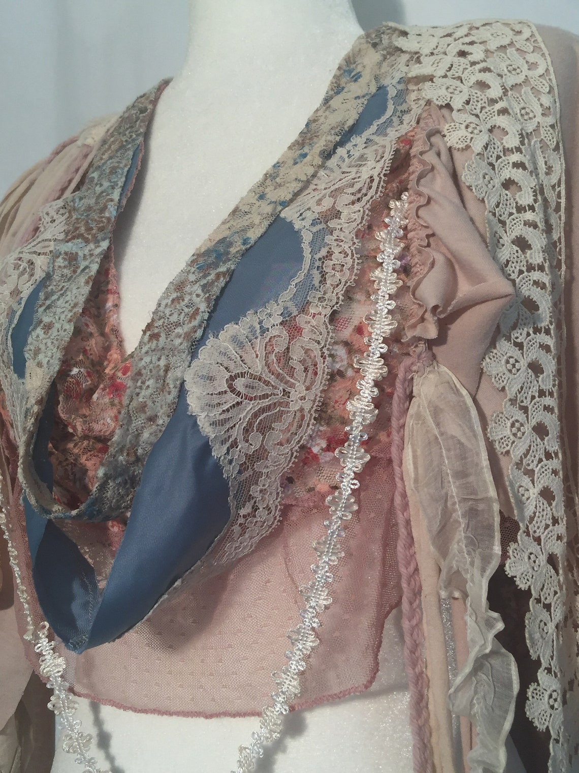 Sz M Draped Top W Lace Victorian Vintage Feminine Pink and - Etsy