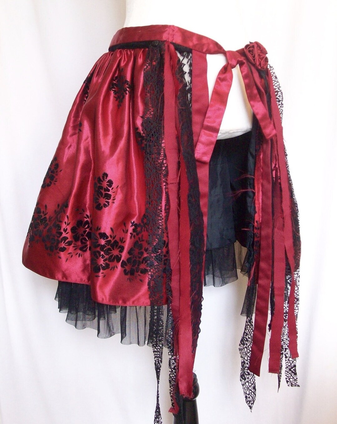 Wrap Skirt or Cape - Red Black Caplet Poncho Shawl - Slow Fashion ...