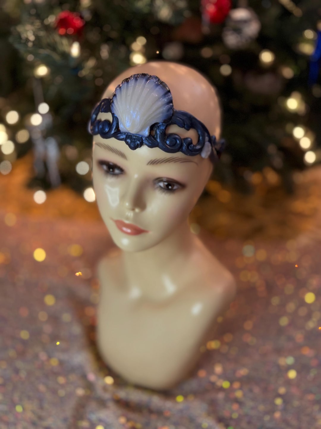 Silicone Dark Blue Metallic & White Siren Mermaid Circlet Crown - Etsy