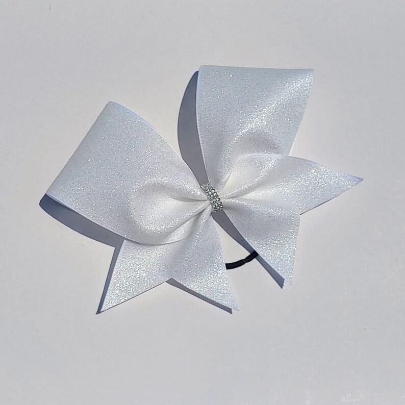 White Glitter Ribbon Cheer Bow Full Glitter Cheer Bow All | Etsy