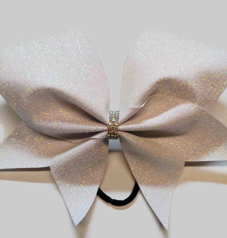 Full Glitter White Cheer Bow White Sparkle Cheer Bow White - Etsy