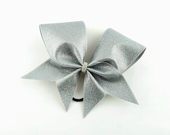 Silver Glitter Cheer Bow - Etsy