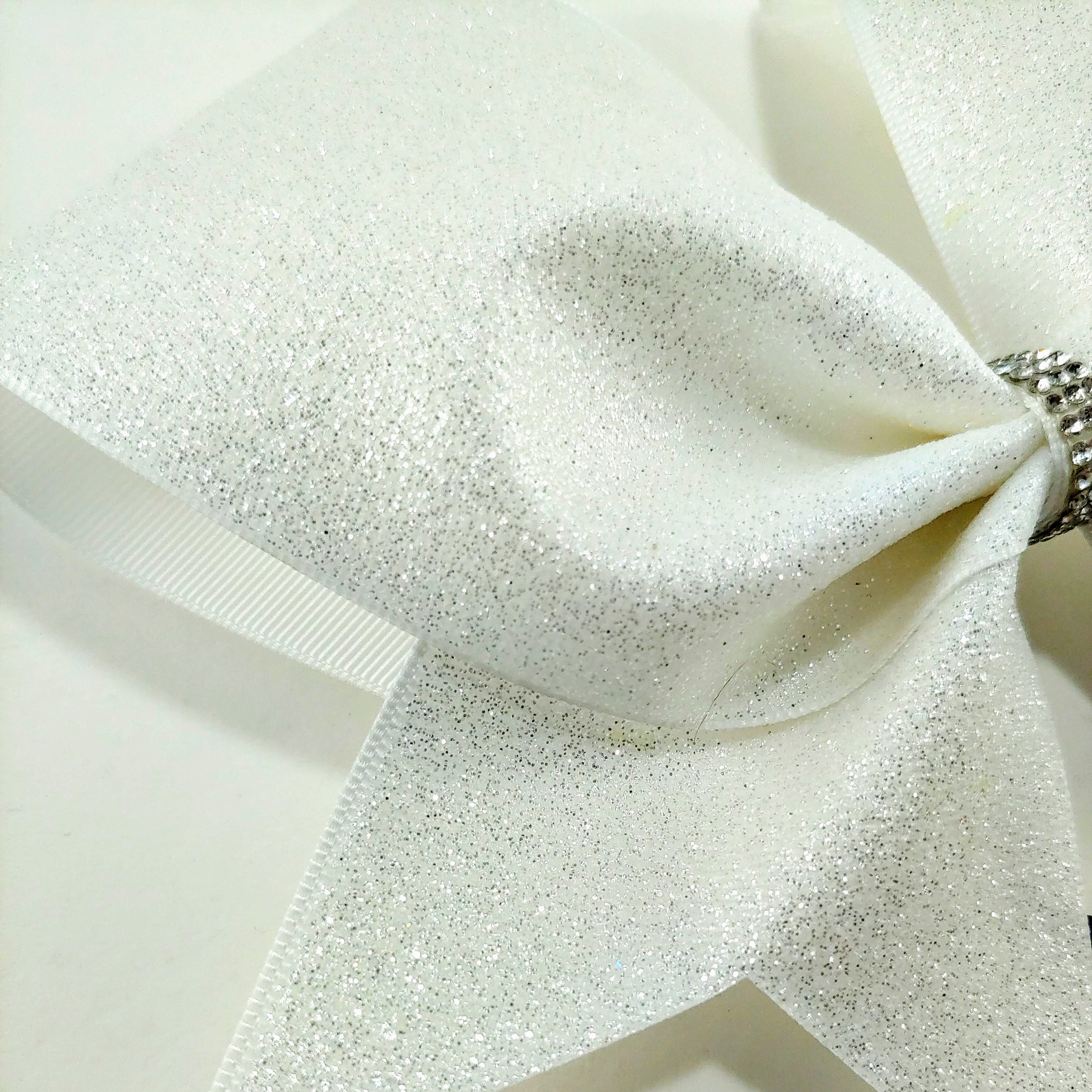 White Glitter Ribbon Cheer Bow Full Glitter Cheer Bow All - Etsy