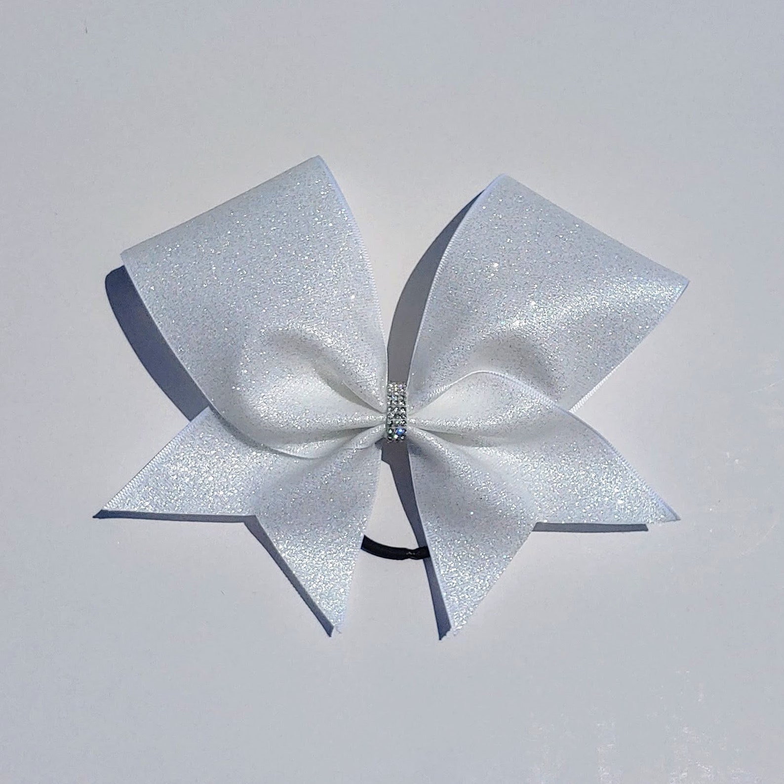 White Glitter Ribbon Cheer Bow Full Glitter Cheer Bow All - Etsy