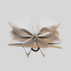 Full Glitter White Cheer Bow - White Sparkle Cheer Bow - White ...