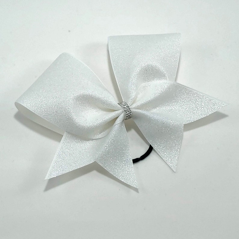 White Glitter Ribbon Cheer Bow Full Glitter Cheer Bow All - Etsy