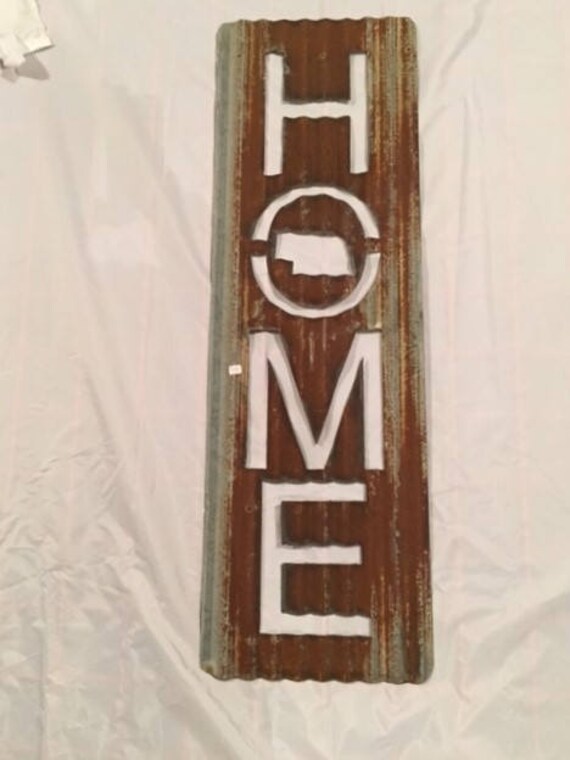 Old Rusted Corrugated Barn Tin Home Sign | Etsy