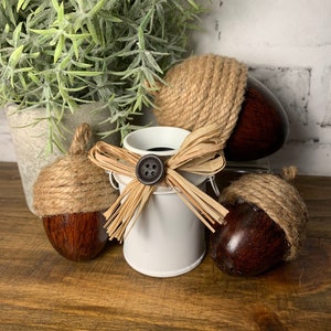 Fall Acorn Decor, Ready 2 Ship, Thanksgiving Table Decor, Handmade Wood ...