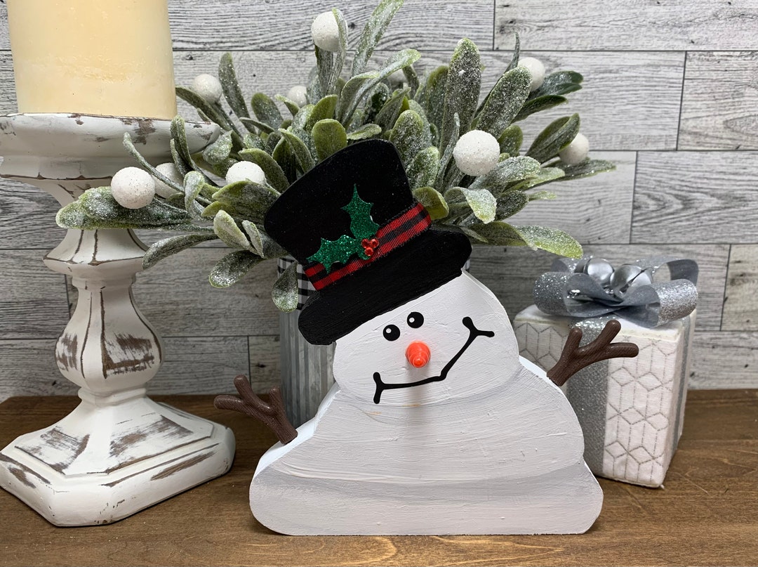 Wooden Snowman Winter Decor, Melting Snowman Decoration, Spring Decor ...