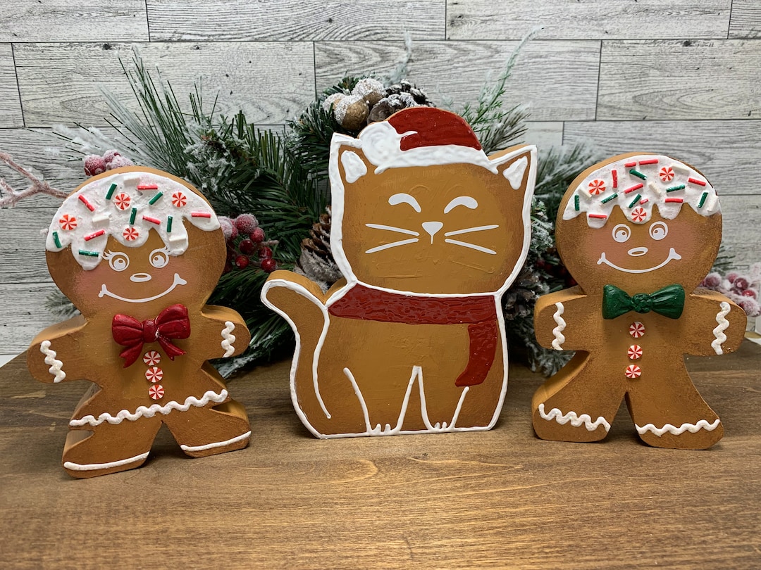 Wood Gingerbread Cat, Wooden Christmas Cat, Cat Lover Gift, Christmas ...