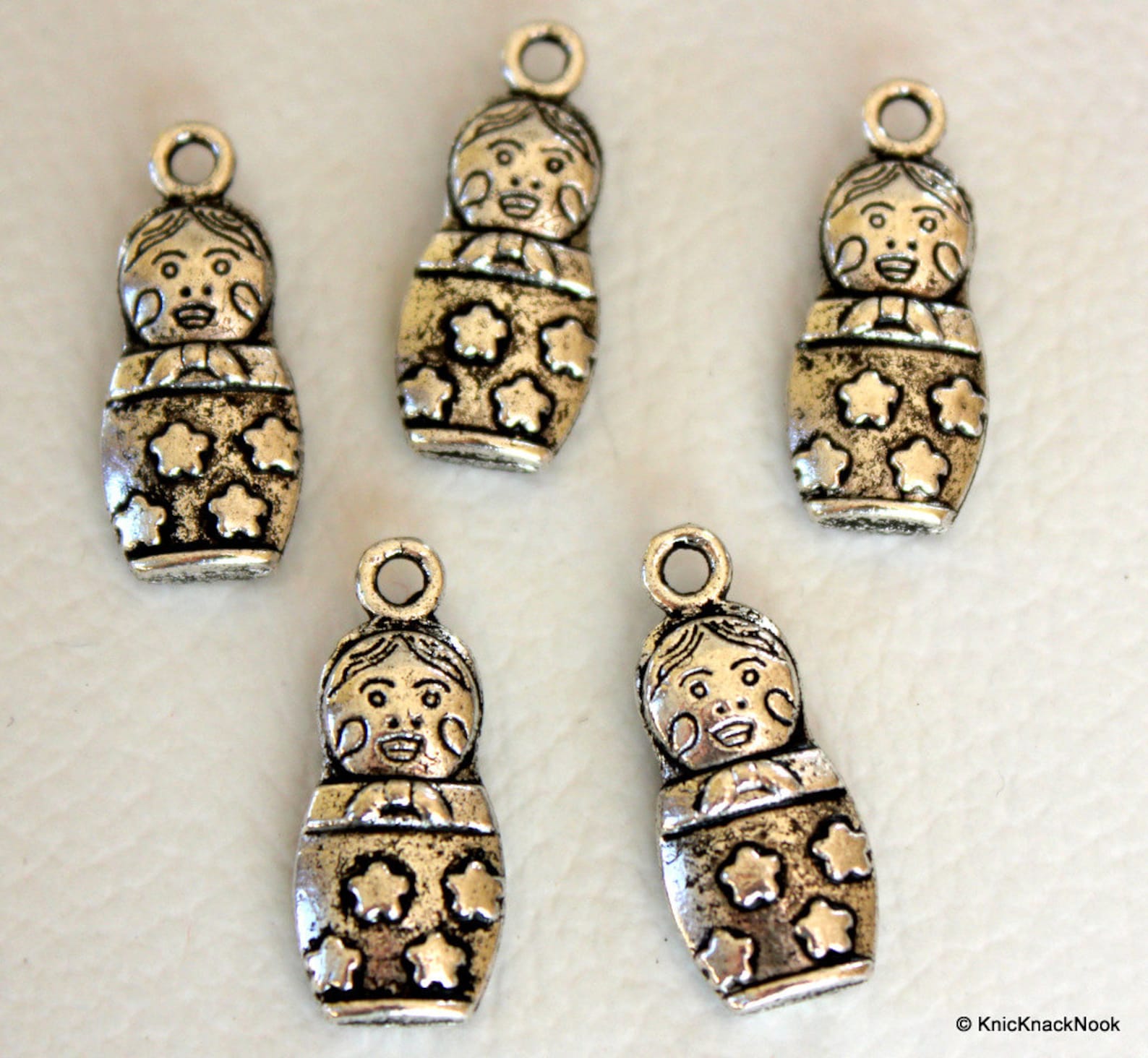 5 X Tibet Silver Russian Doll With Star Design Charms / - Etsy
