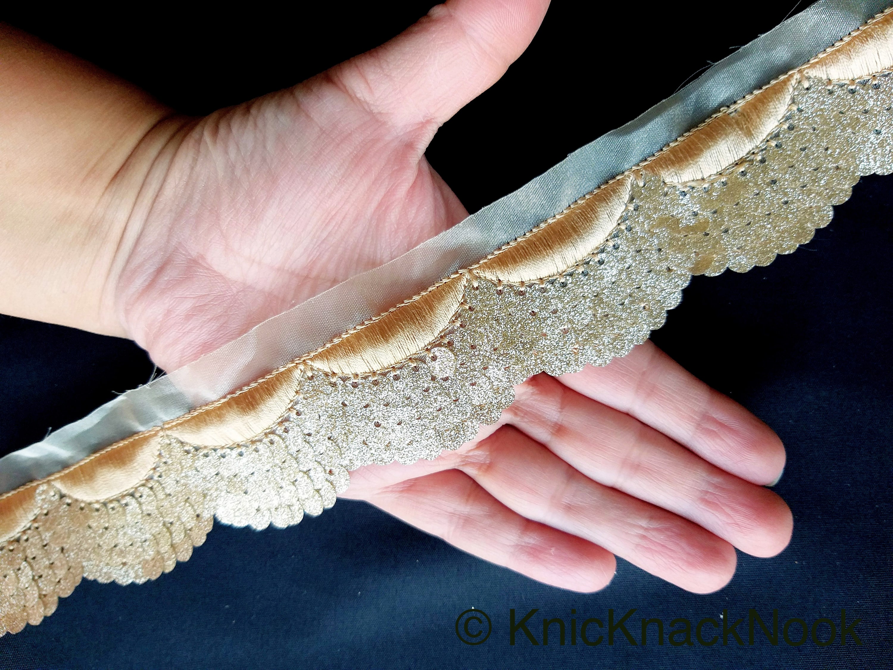 Beige Sheer Fabric Trim Embroidered With Beige Silk Thread and | Etsy UK