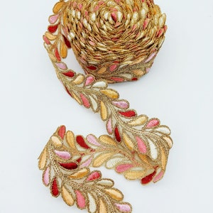 9 Yards Sheer Gold Tissue Embroidered Trim, Decorative Trim, Indian ...