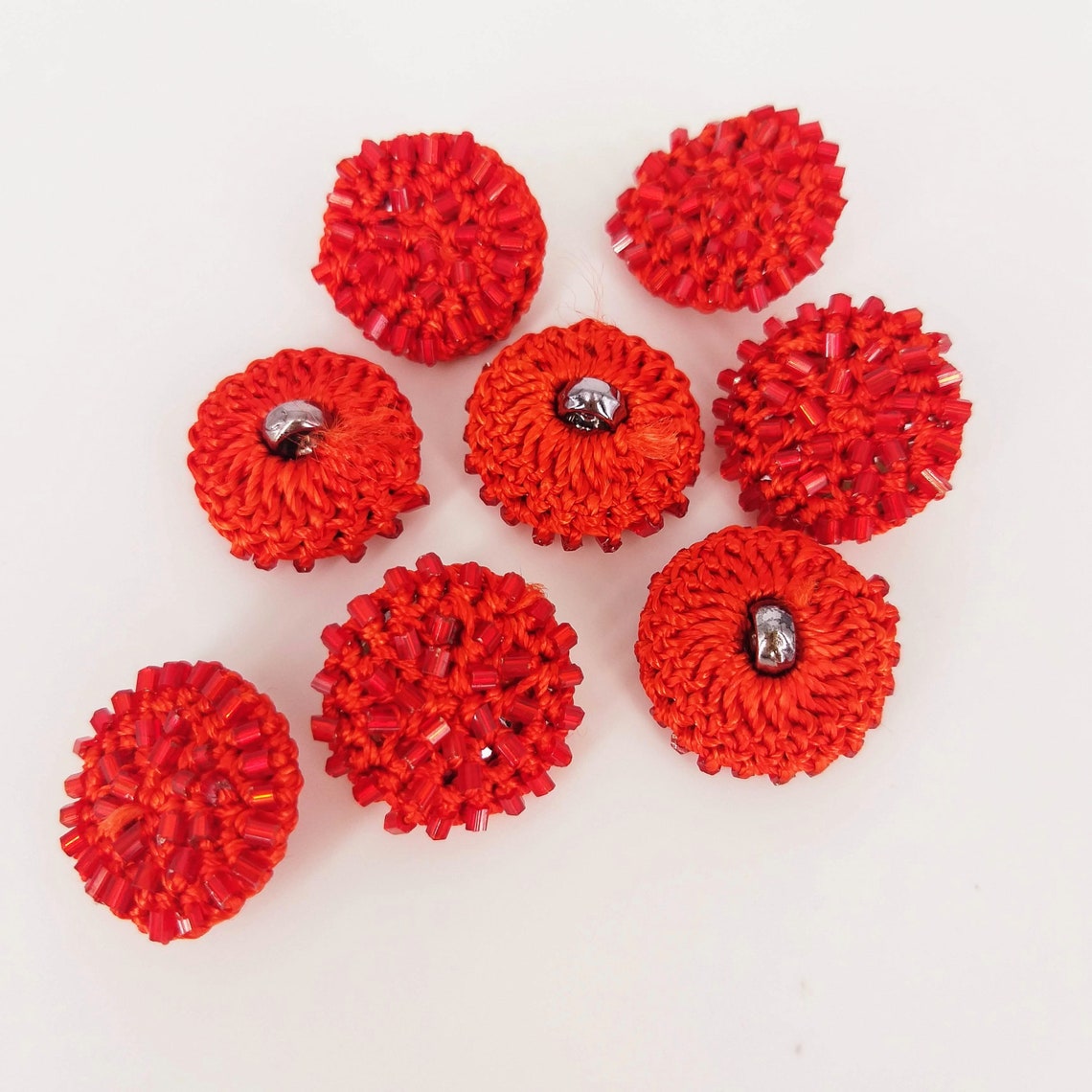 Handmade Red Buttons Beaded Buttons Boho Buttons Craft | Etsy