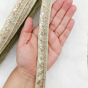 Art Silk Trim With Gold Embroidery and Sequins Indian Sari Border Trim ...