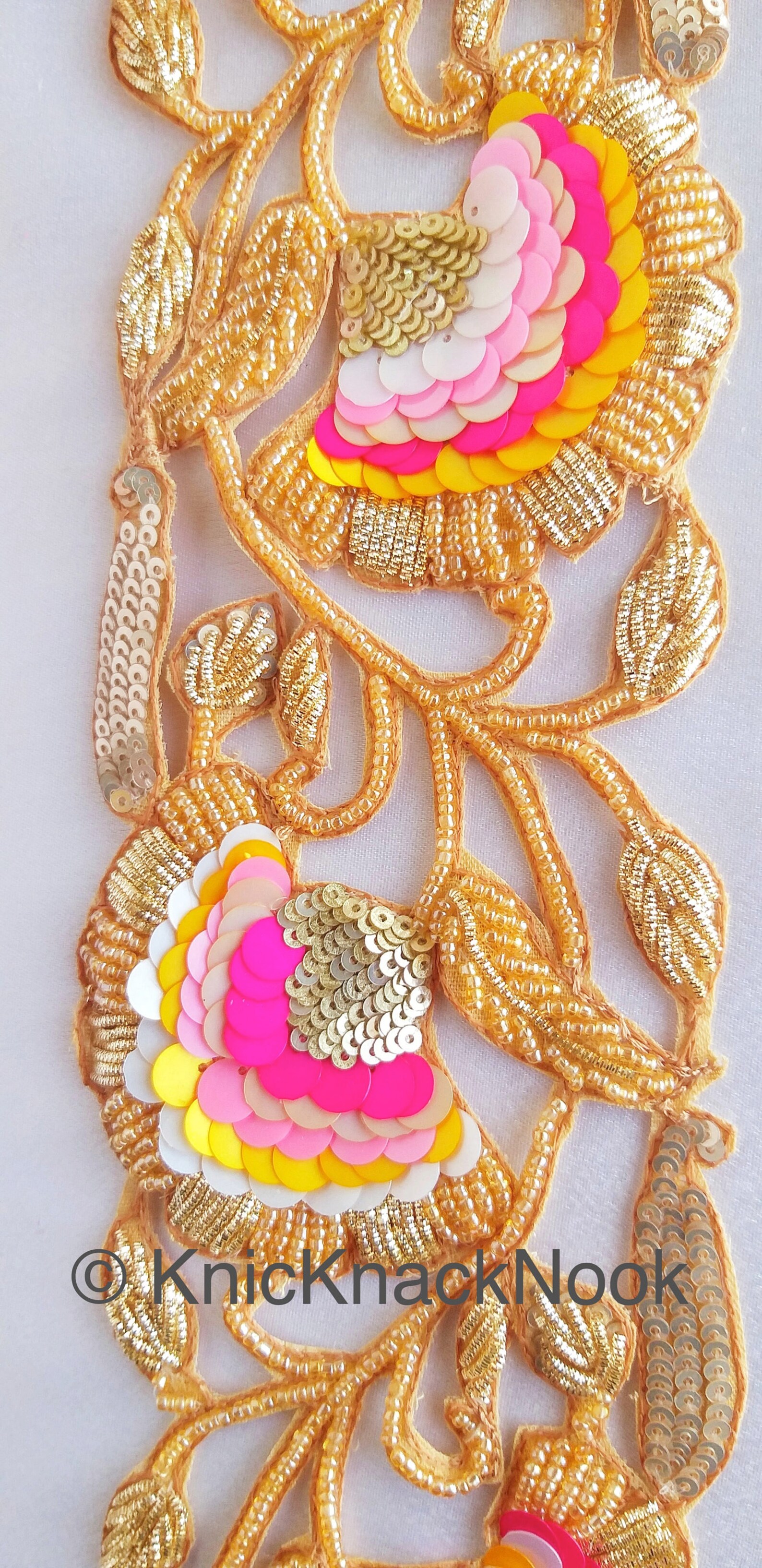 Exclusive Gold Hand Embroidered Cutwork Lace Trim Floral - Etsy UK