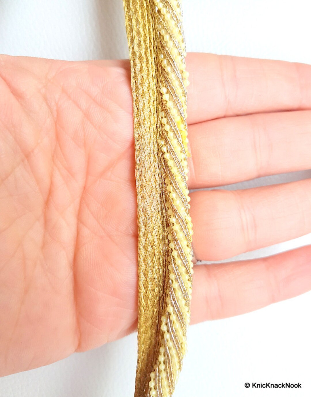 Antique Gold Woven Trim With Gold Thread and Pearls, Approx. 20mm - Etsy