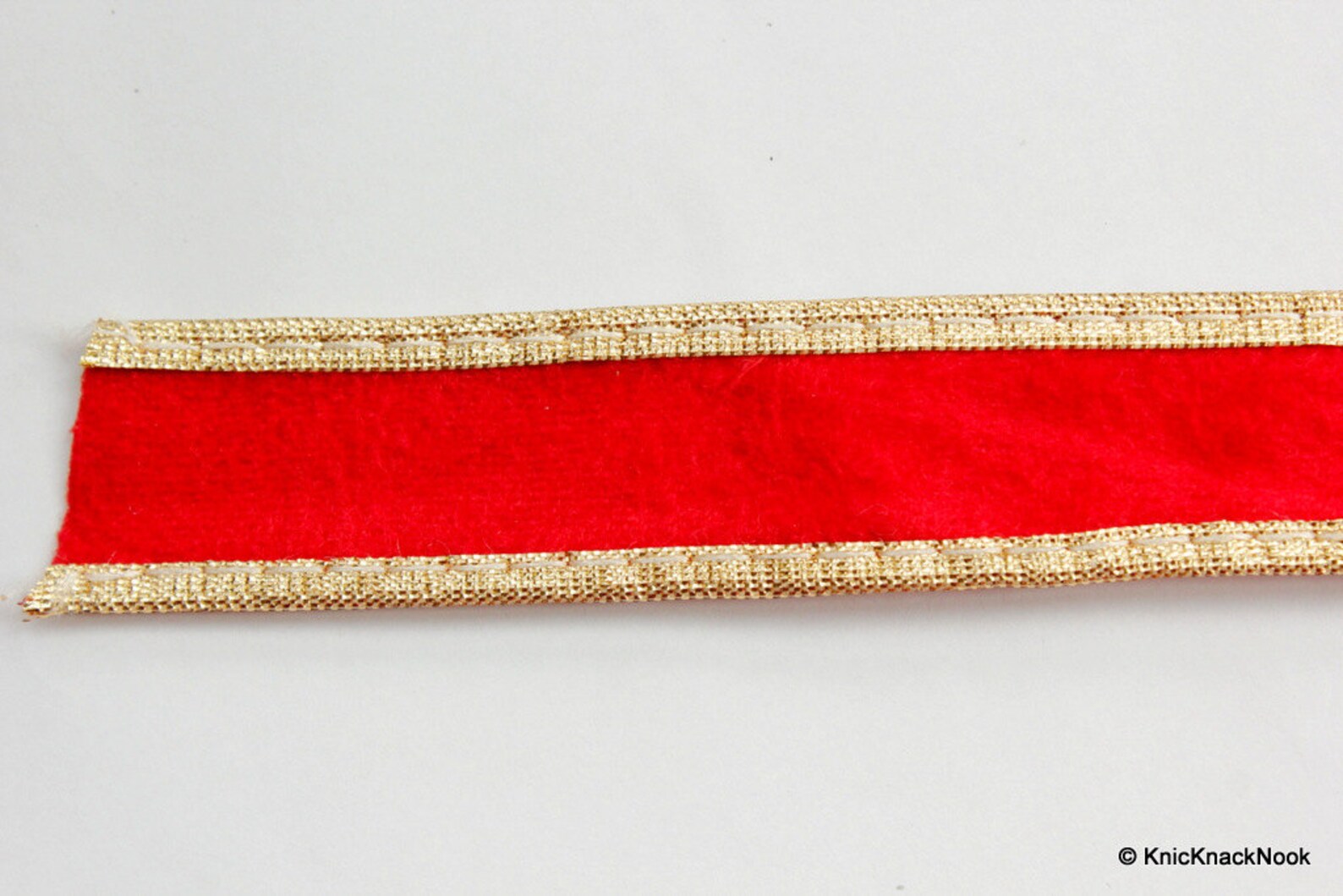 Red Velvet Trim Ribbon With Gold Border Piping - Etsy