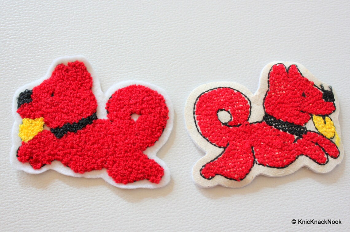1 X Red Dog Applique Patch - Etsy