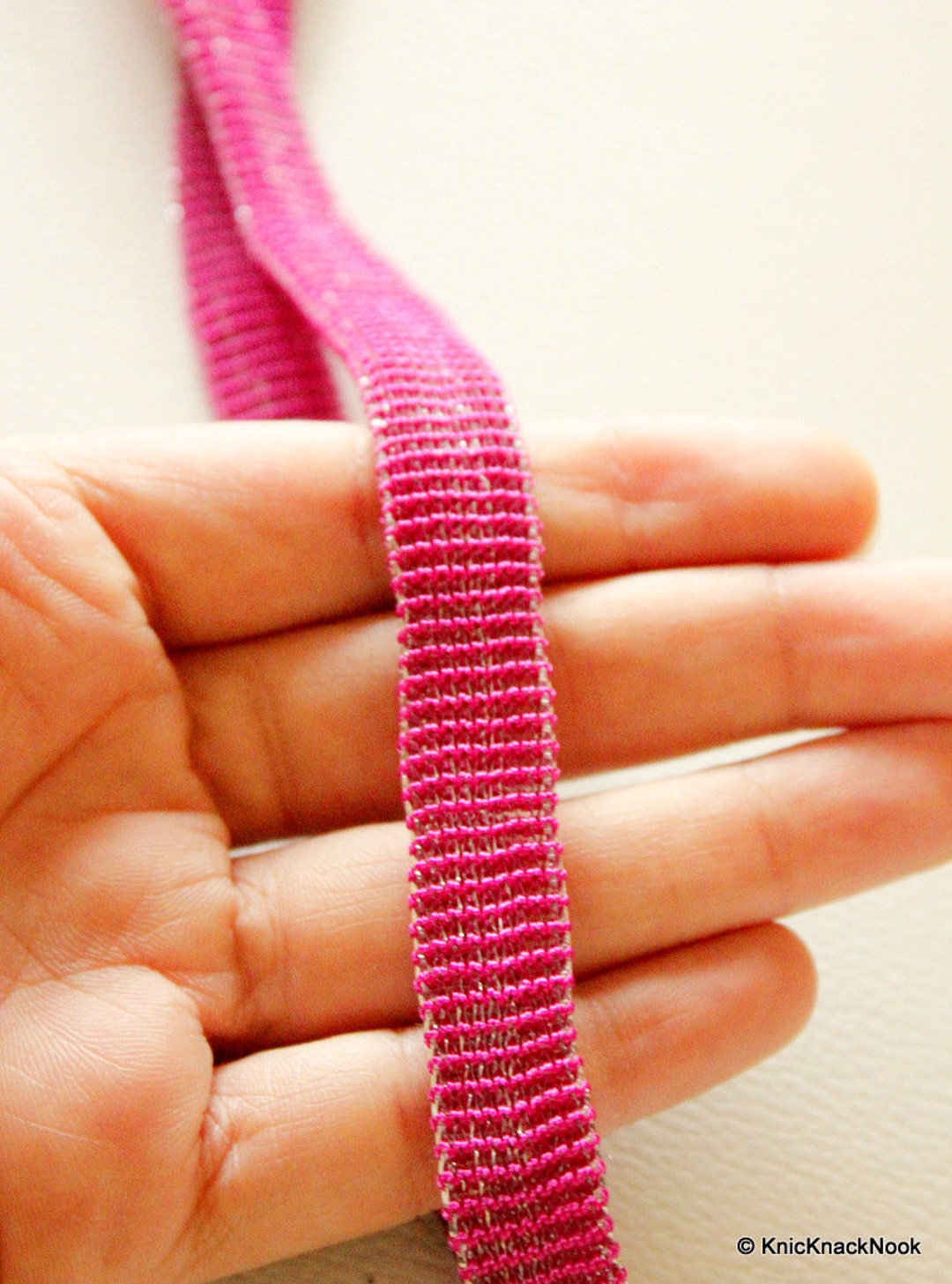 Fuchsia Pink and Silver Thread Hollow Lace Trim, 14mm Wide - Etsy